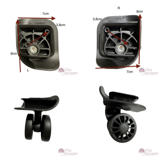 Double replacement wheels A-132 for 4-wheeled hardside luggages, suitable for American Tourister